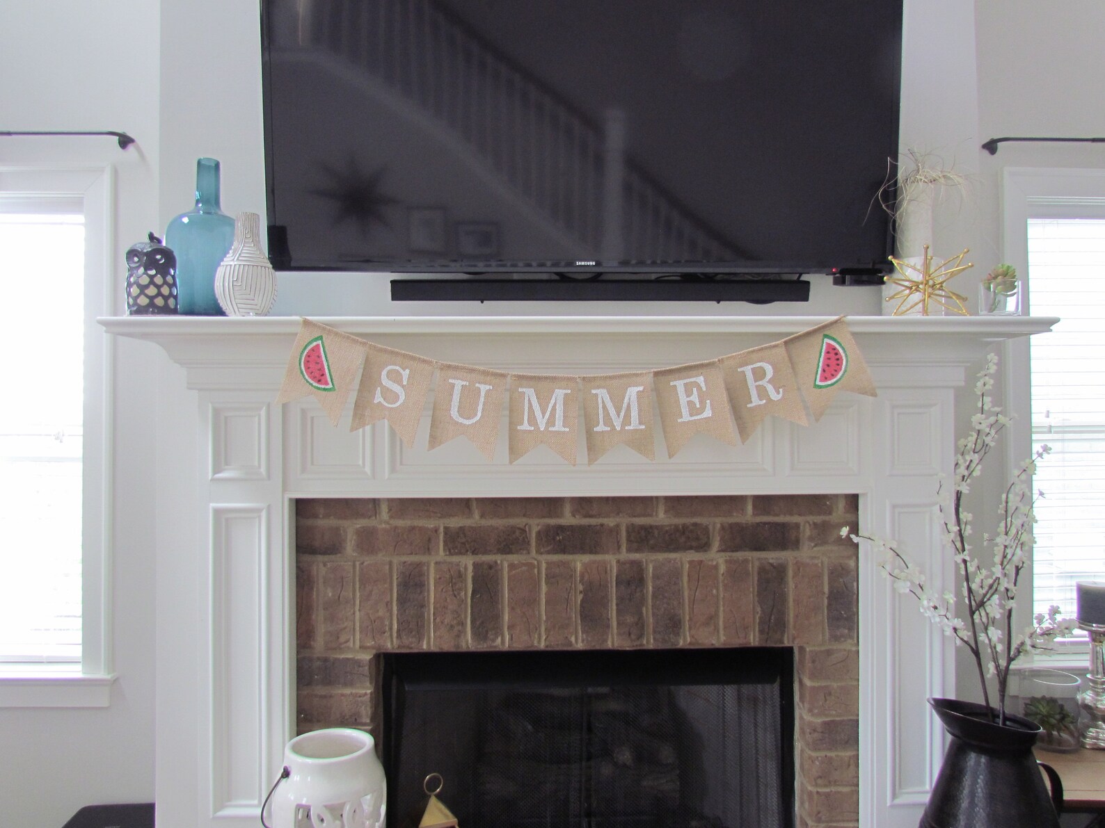 Summer Burlap Banner, Summer Banner, Summer Decorations, Watermelon ...