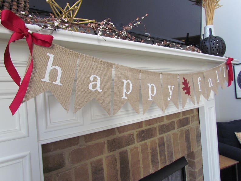 Happy Fall Burlap Banner Customize Center Piecefall - Etsy