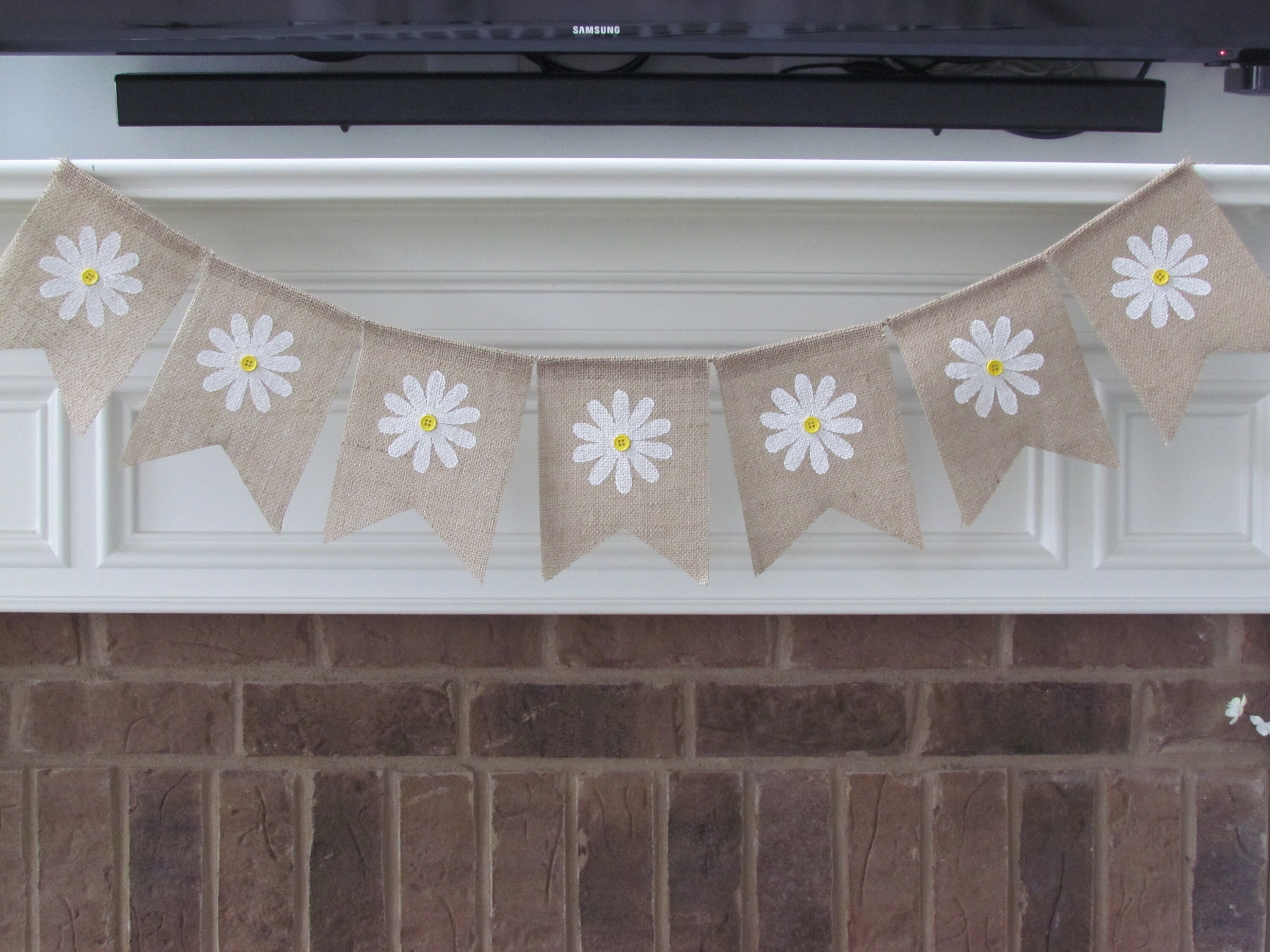 Daisy Banner, Spring Banner, Summer Banner, Daisy Burlap Banner, Flower ...