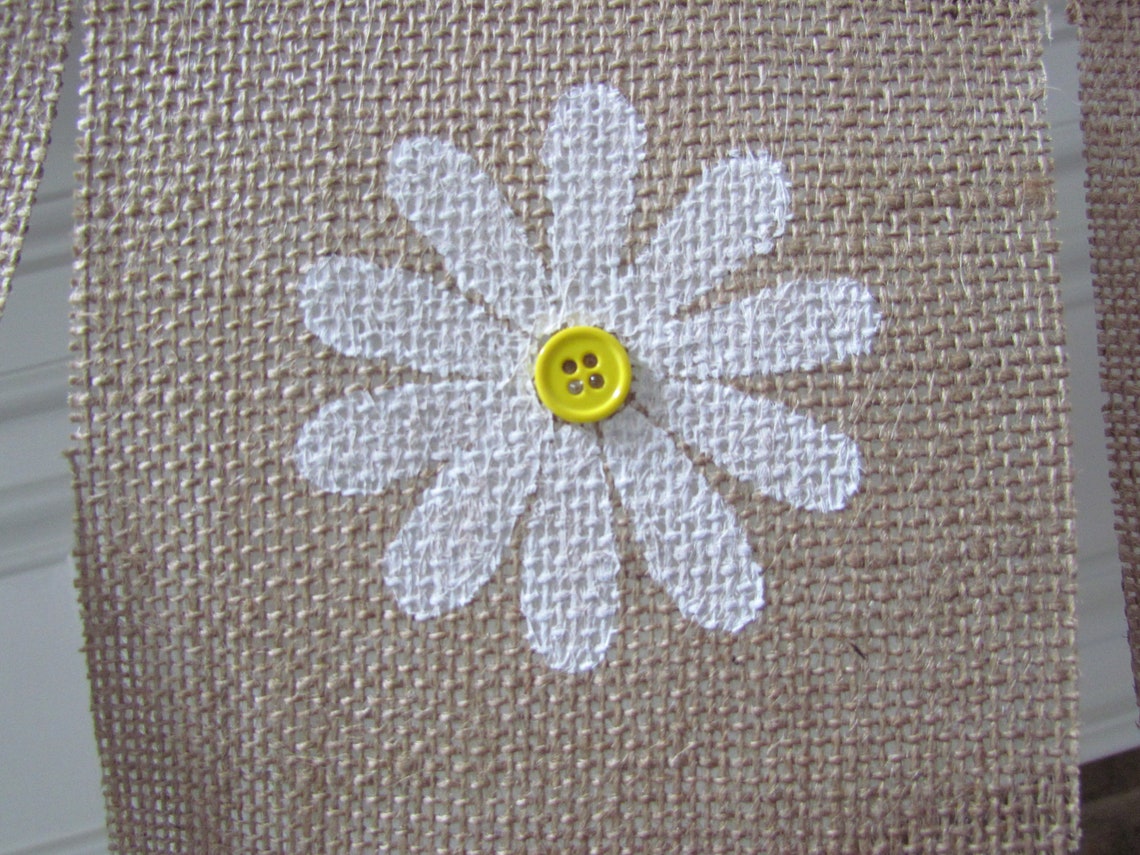 Ladybug and Daisy Burlap Banner, Ladybug Banner, Spring Burlap Banner ...