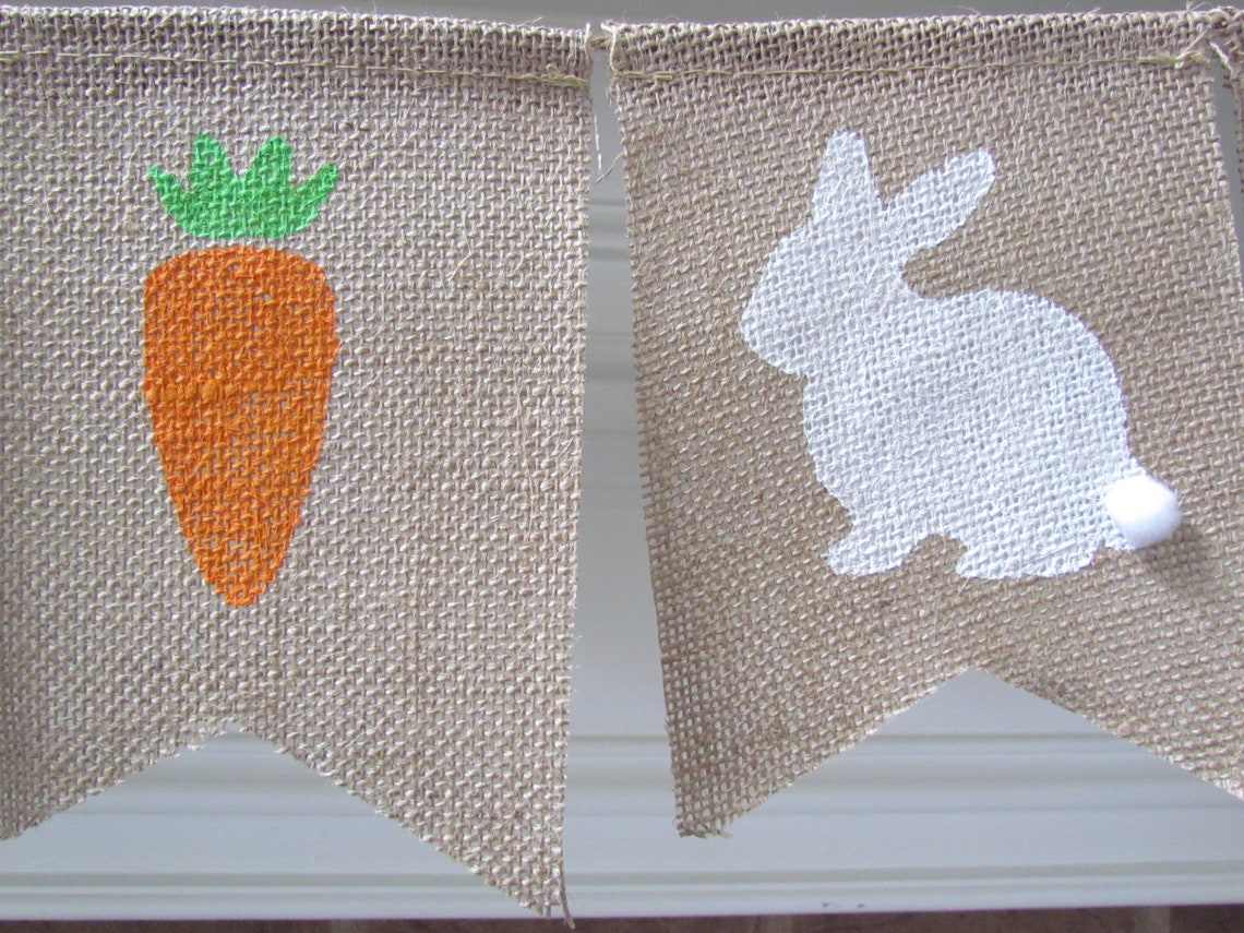 Easter Bunny and Carrots Burlap Banner Easter Burlap Banner - Etsy