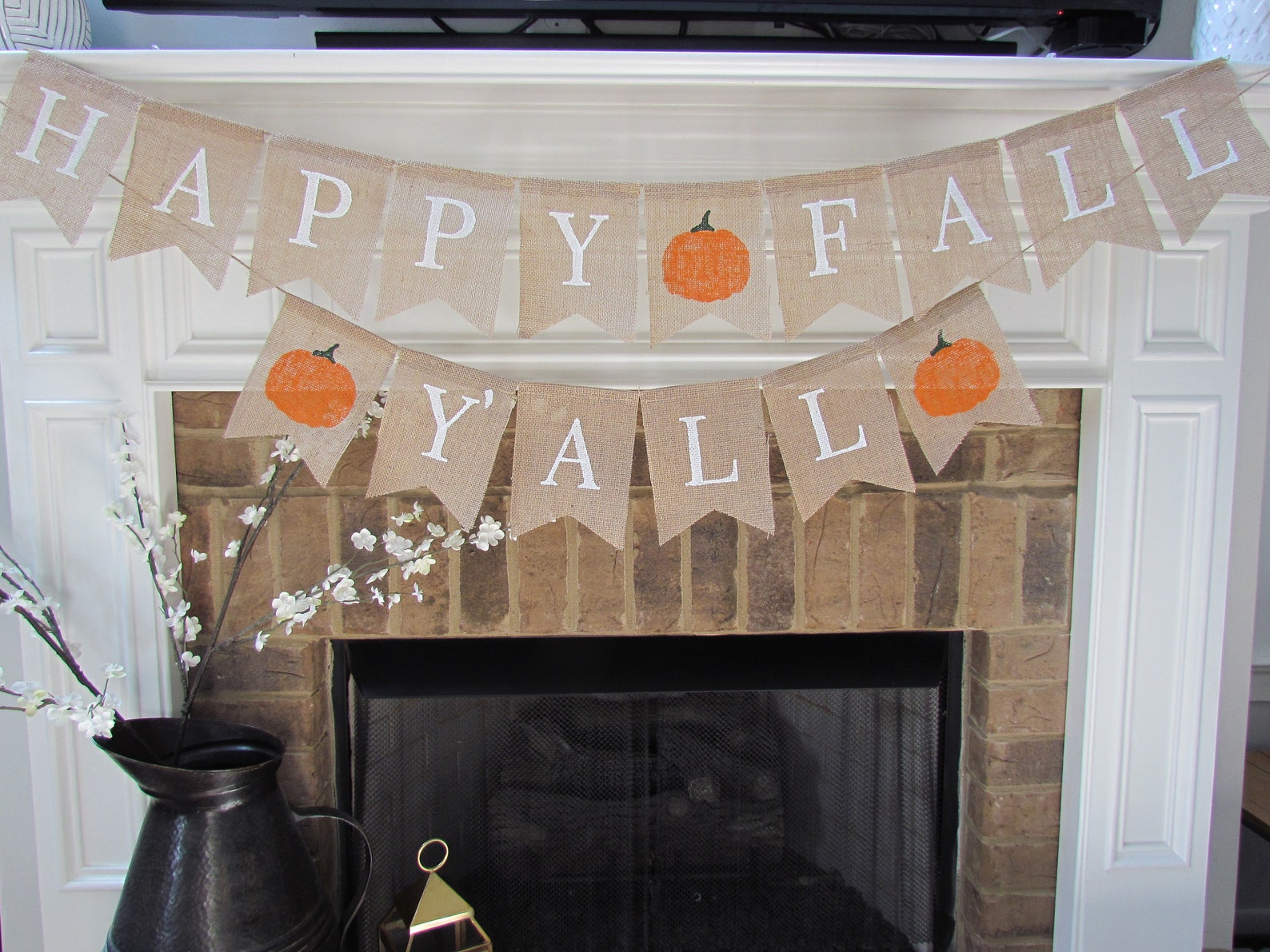 Happy Fall Y'all Burlap Banner Happy Fall Banner Fall - Etsy