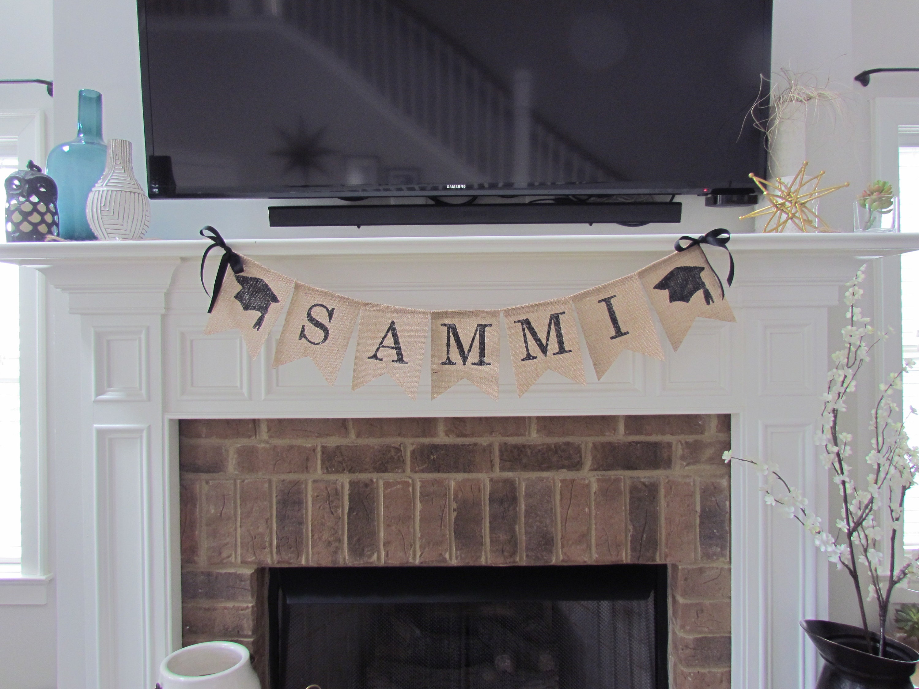 Graduation Burlap Banner With Name Choose School Colors - Etsy