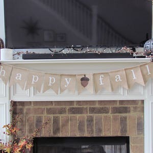 Happy Fall Burlap Banner Customize Center Piecefall - Etsy