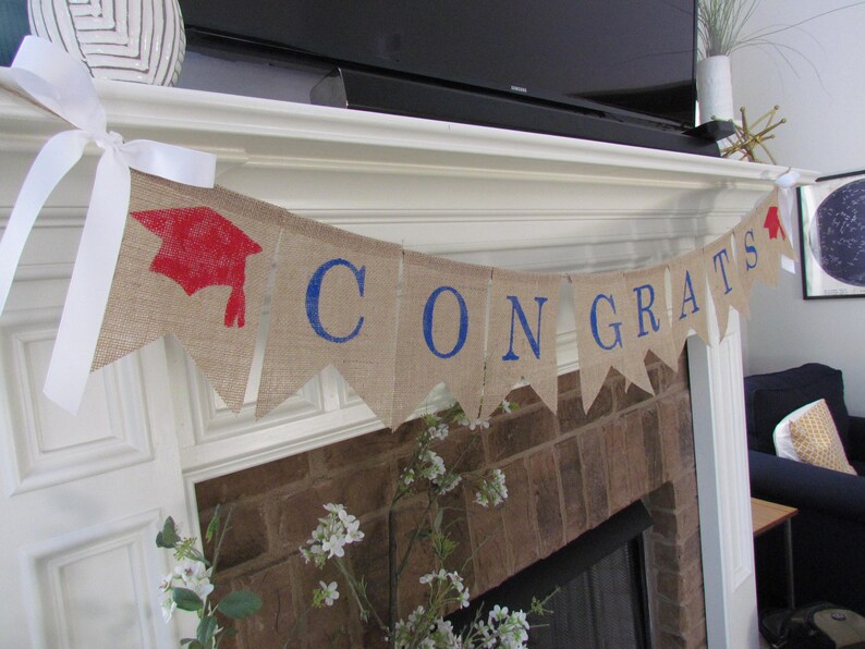 Congratulations Graduation Burlap Banner Choose Colors for - Etsy