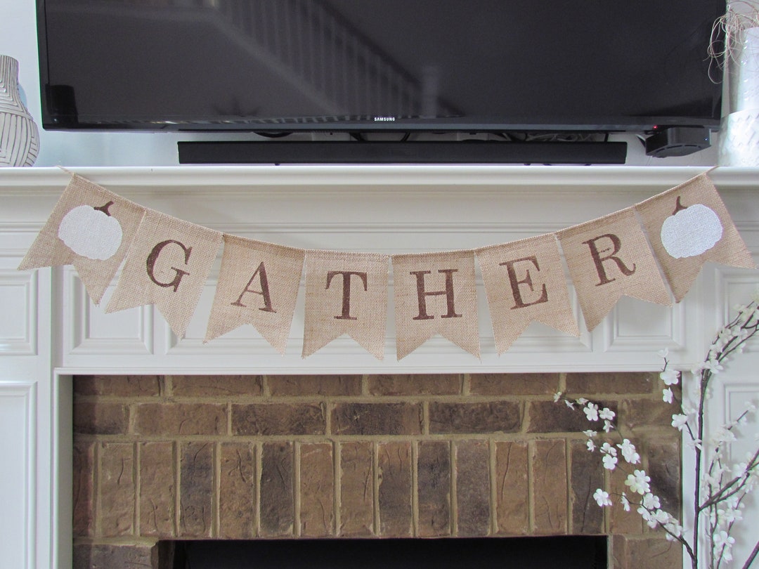 Gather Burlap Banner, Fall Burlap Banner - Customize Fall Burlap Banner ...