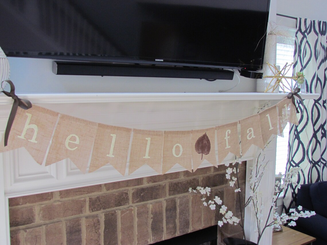Hello Fall Burlap Banner, Fall Burlap Banner, Fall Decorations, Fall ...