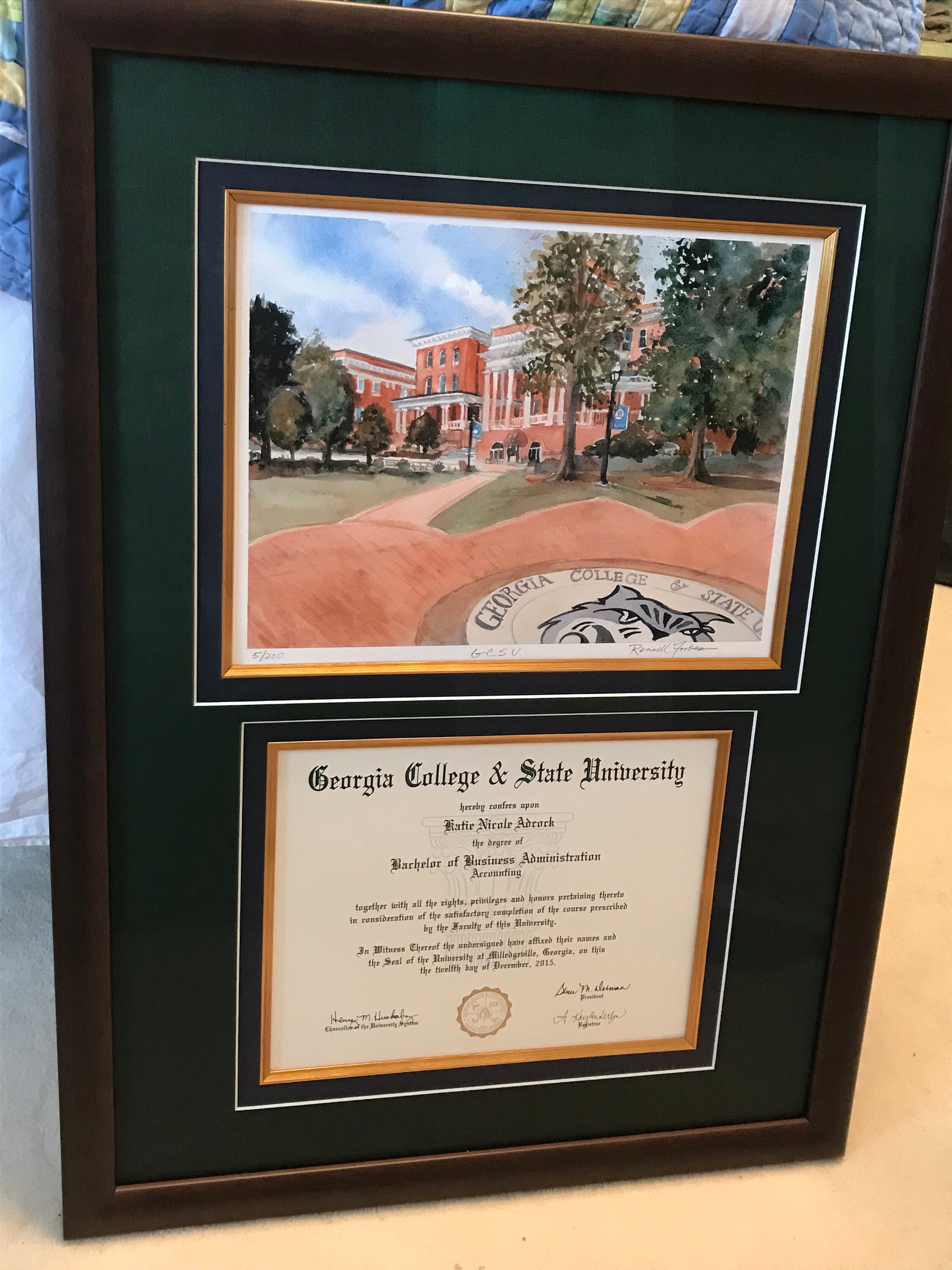 GCSU Print Georgia College & State University Atkinson Hall - Etsy
