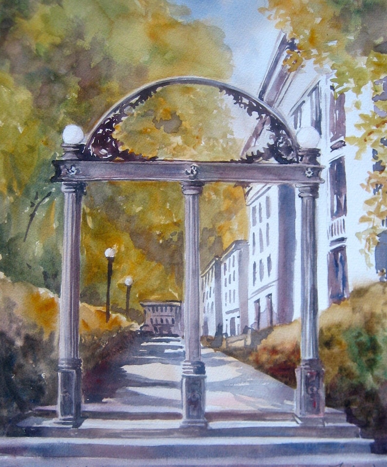 Athens GA Arch Watercolor Print, UGA Campus Art - Etsy