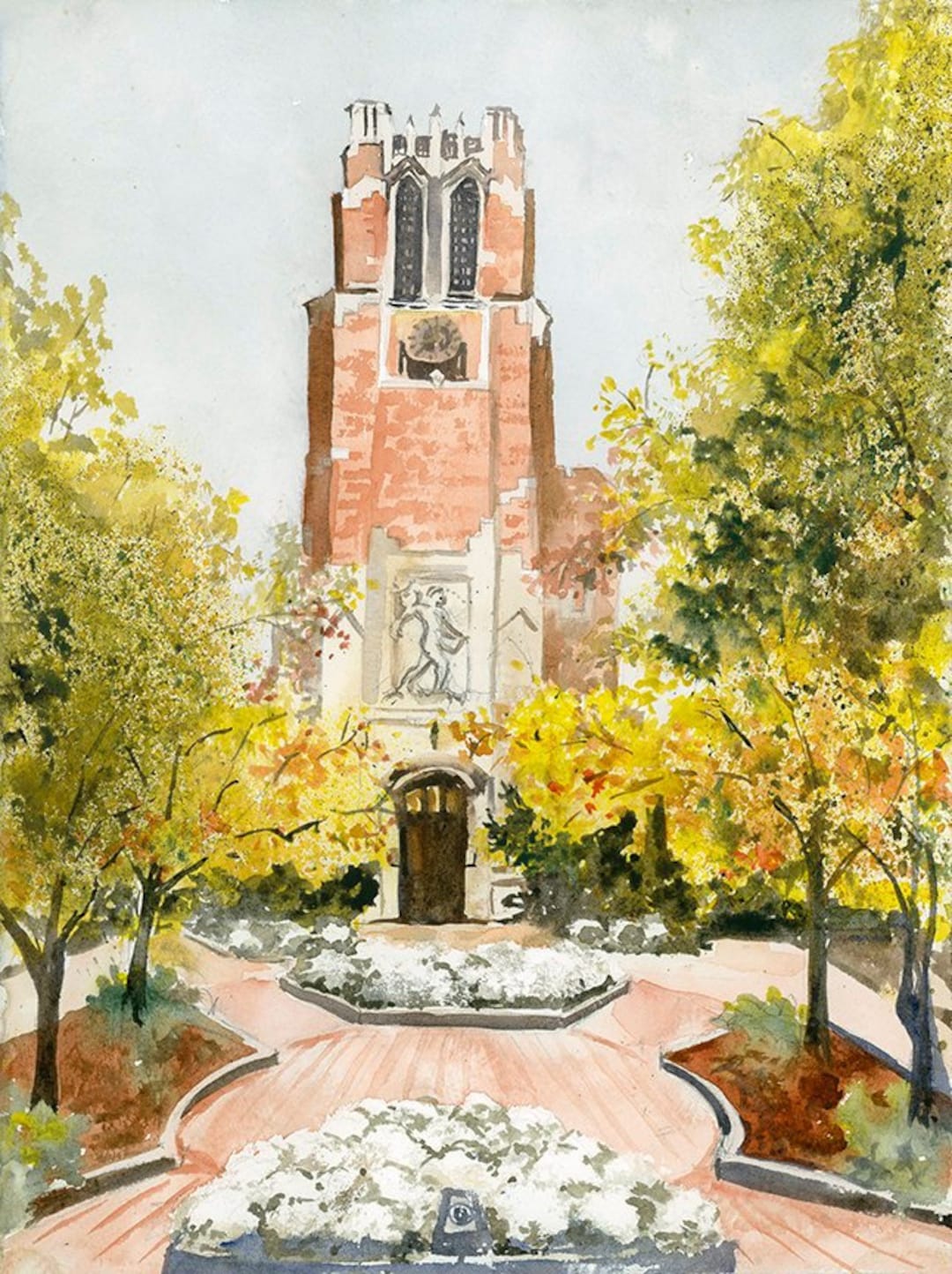 MSU Beaumont Tower Original Watercolor, Michigan State University ...