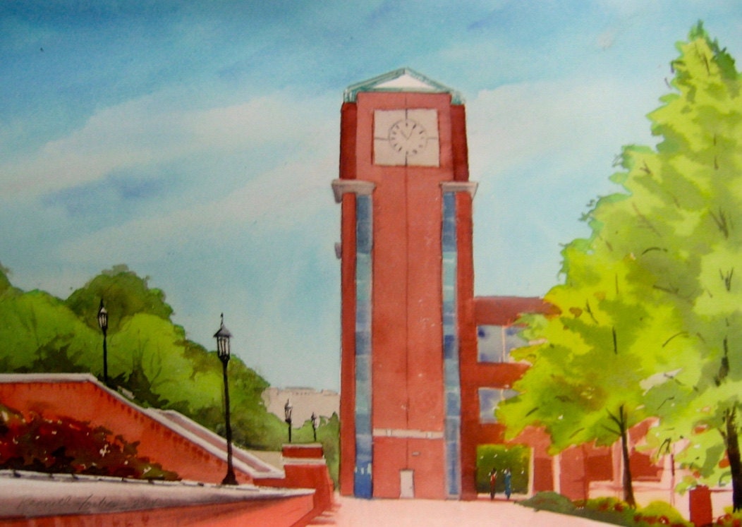 College Print UNC Charlotte Clock Tower Limited Edition Hand - Etsy