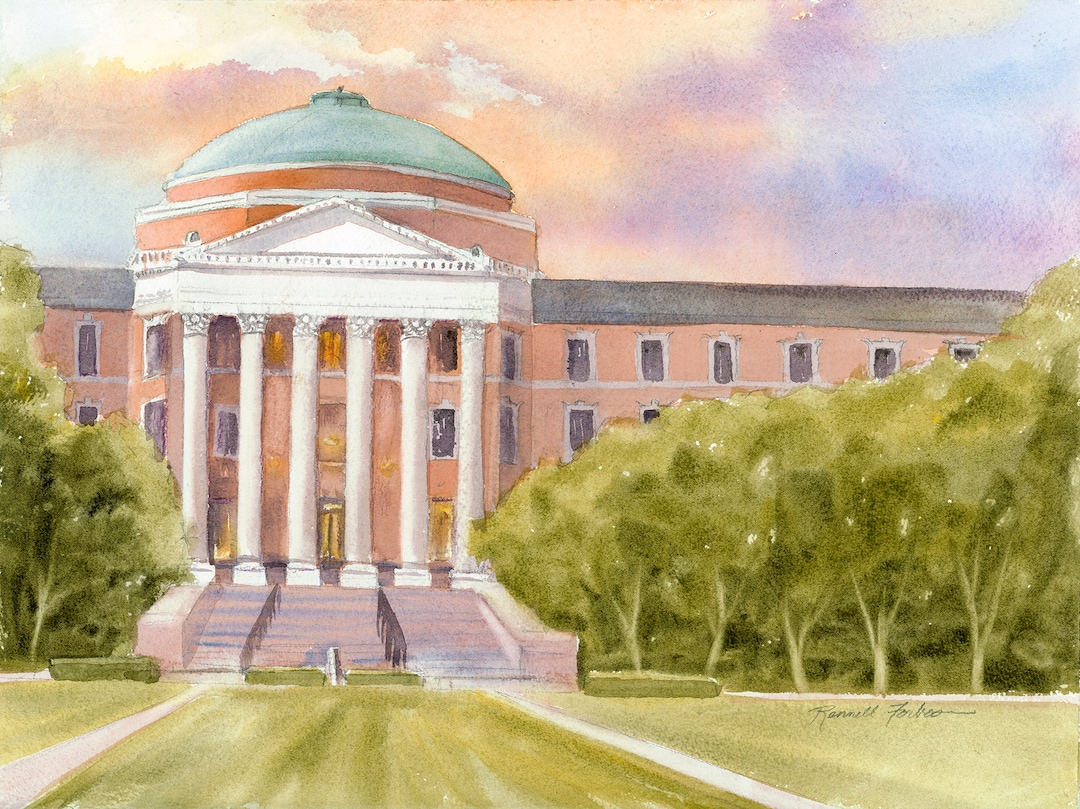 SMU Dallas Hall Watercolor Print: Southern Methodist University Art - Etsy