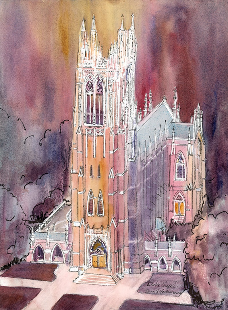 Duke Chapel Print Duke University Hand Signed Limited Edition - Etsy