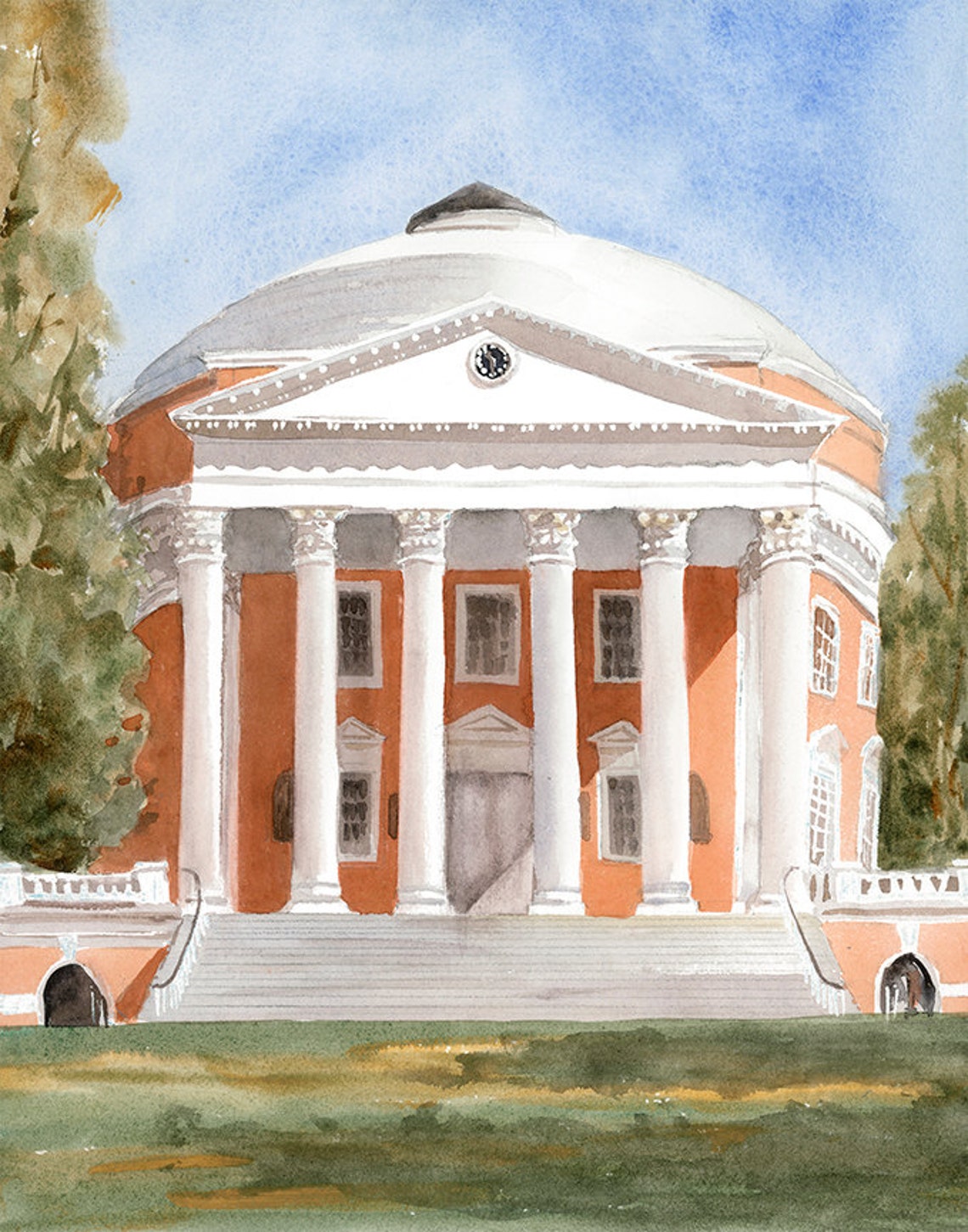 UVA Rotunda Giclee Print University of Virginia Print Hand | Etsy