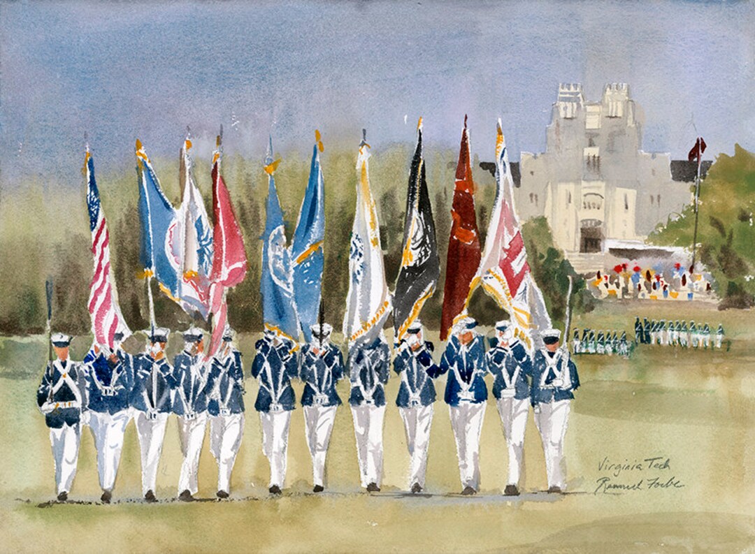 VT Buruss Hall Original Watercolor, Virginia Tech University Art, Hand ...