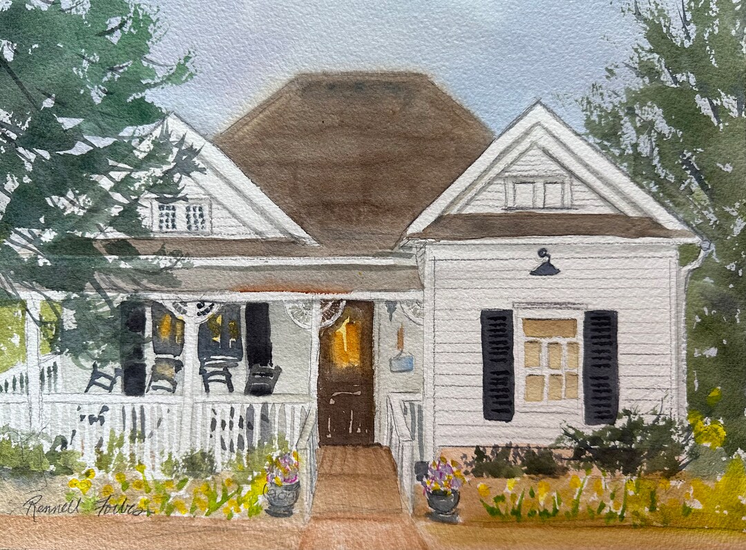 Original Watercolor Painting: Mansell House, Alpharetta GA Garden Art ...