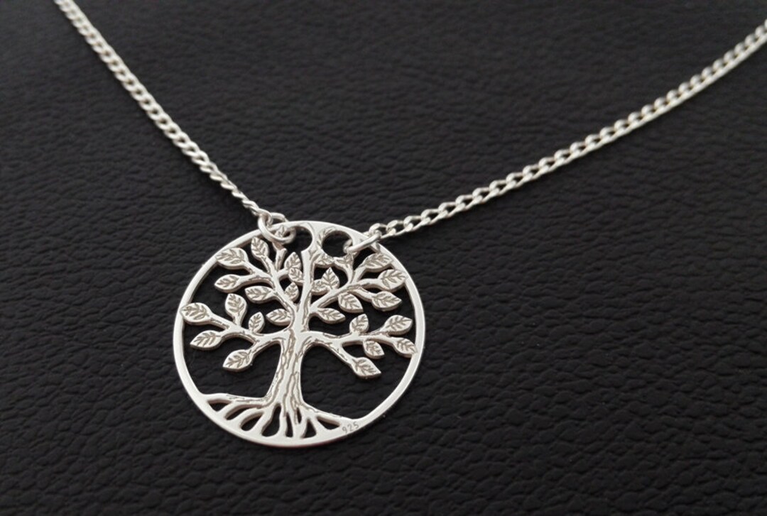 1 Tree of Life Tree of Life Chain Solid 925 Silver Necklace 38 - 60 Cm ...