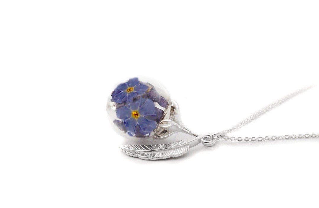 Real Silver Forget-me-not Flower Necklace Forget-me-not Flower Jewelry ...