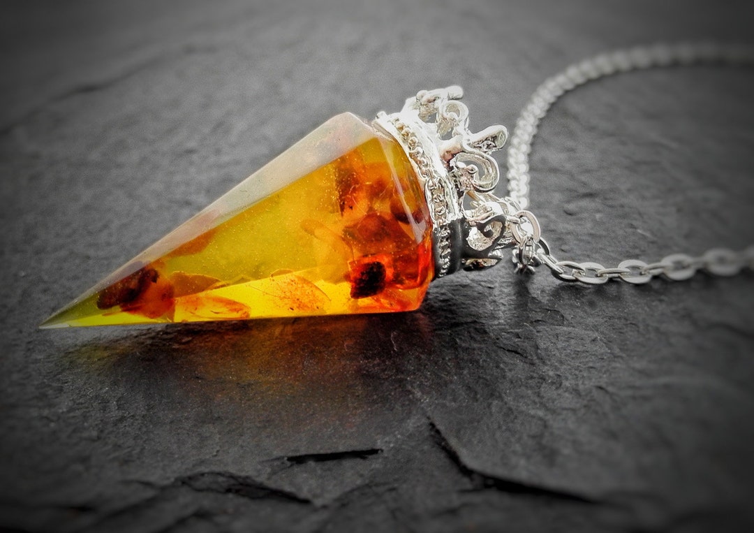 Fascinating Amber Pendant Amber Hexagon Pendulum Chain Necklace Jewelry ...