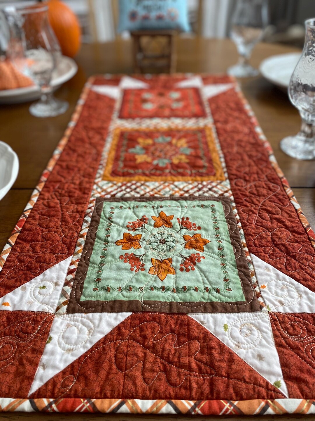 Quilted Fall Table Runner, Harvest Table Quilt, Thanksgiving ...
