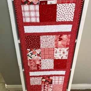 Valentines Quilted Table Runner, Red, Pink & White February Table ...