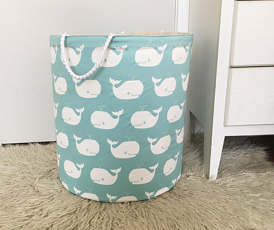 Whale Tales Laundry Hamper Large Canvas Basket Whale Tales | Etsy