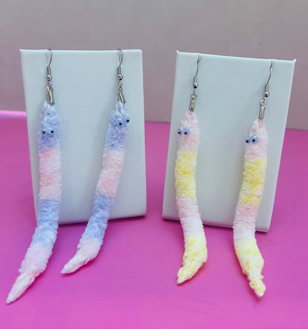Two Toned Worm on a String Earrings! - Etsy