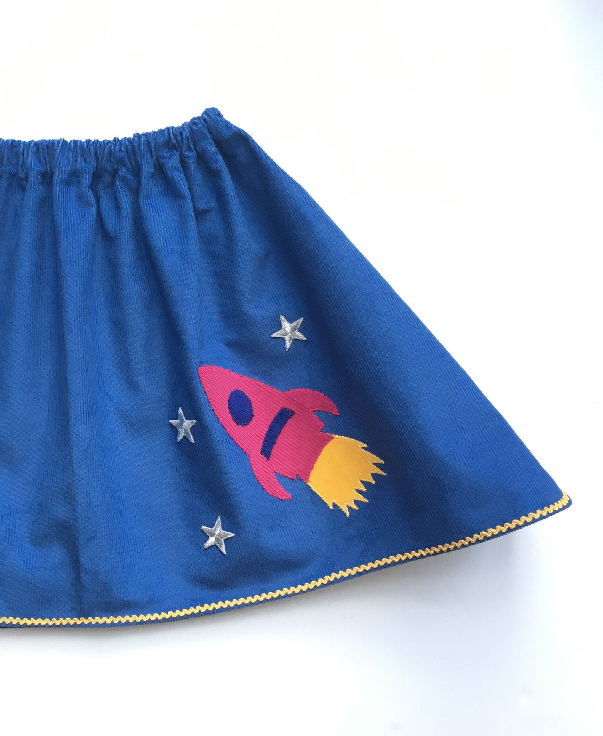 Girls Rocket Skirt, Girls Blue Circle Skirt, Girls Flared Skirt, Twirly ...
