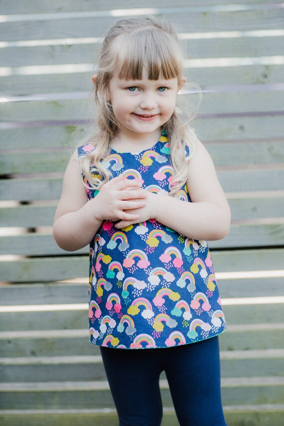 Girls Rainbow Top Girls Reversible Top Girls Rainbow Summer | Etsy