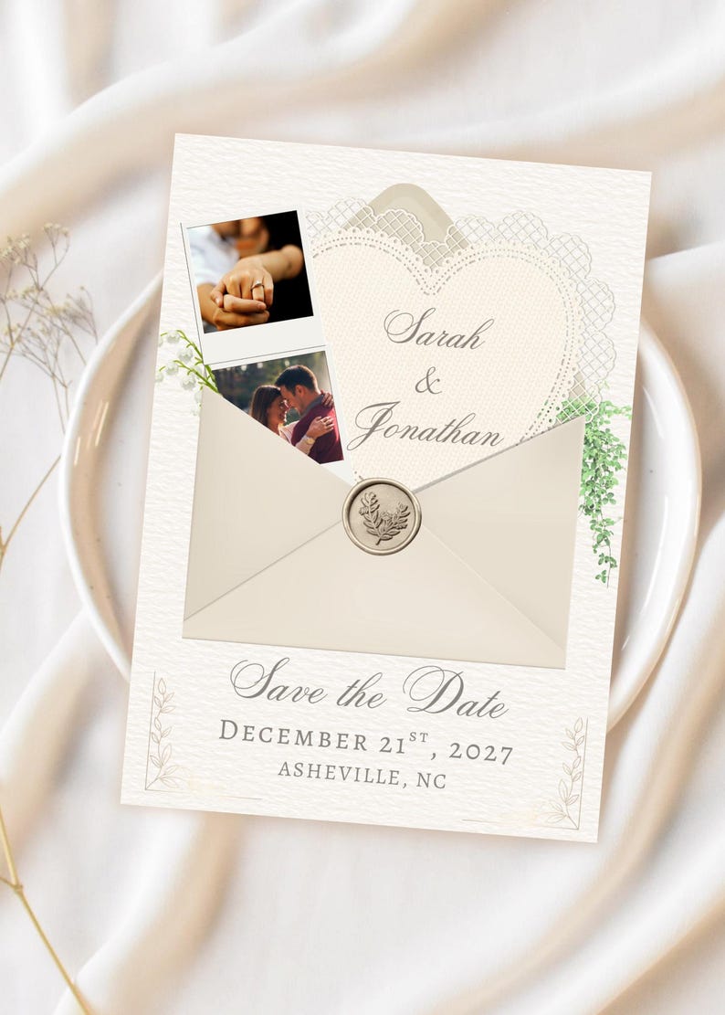 Editable Canva Save the Date Template, Modern Wedding Invitation ...