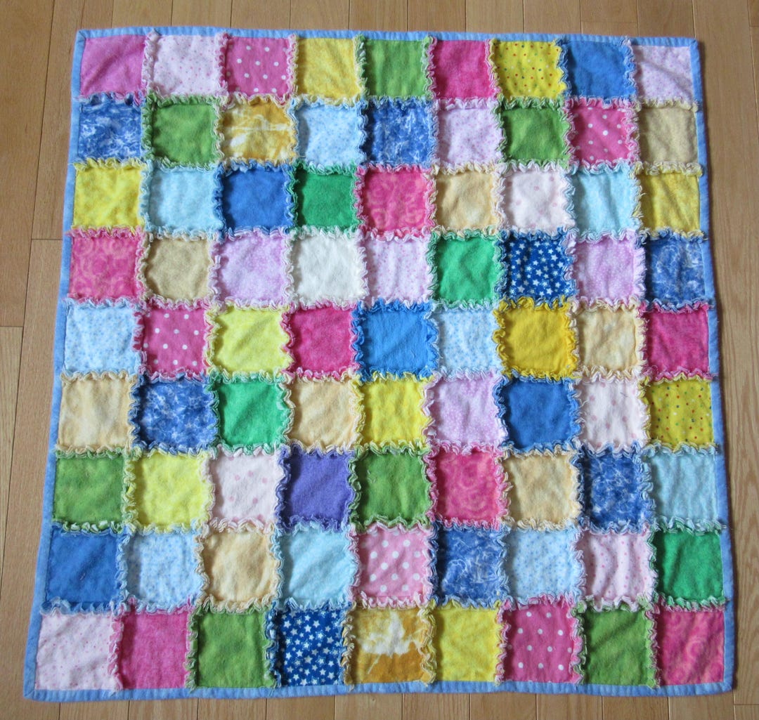 Scrappy Rag Quilt Reversible Baby Toddler Quilt 34.5" X 34.5" ALL ...