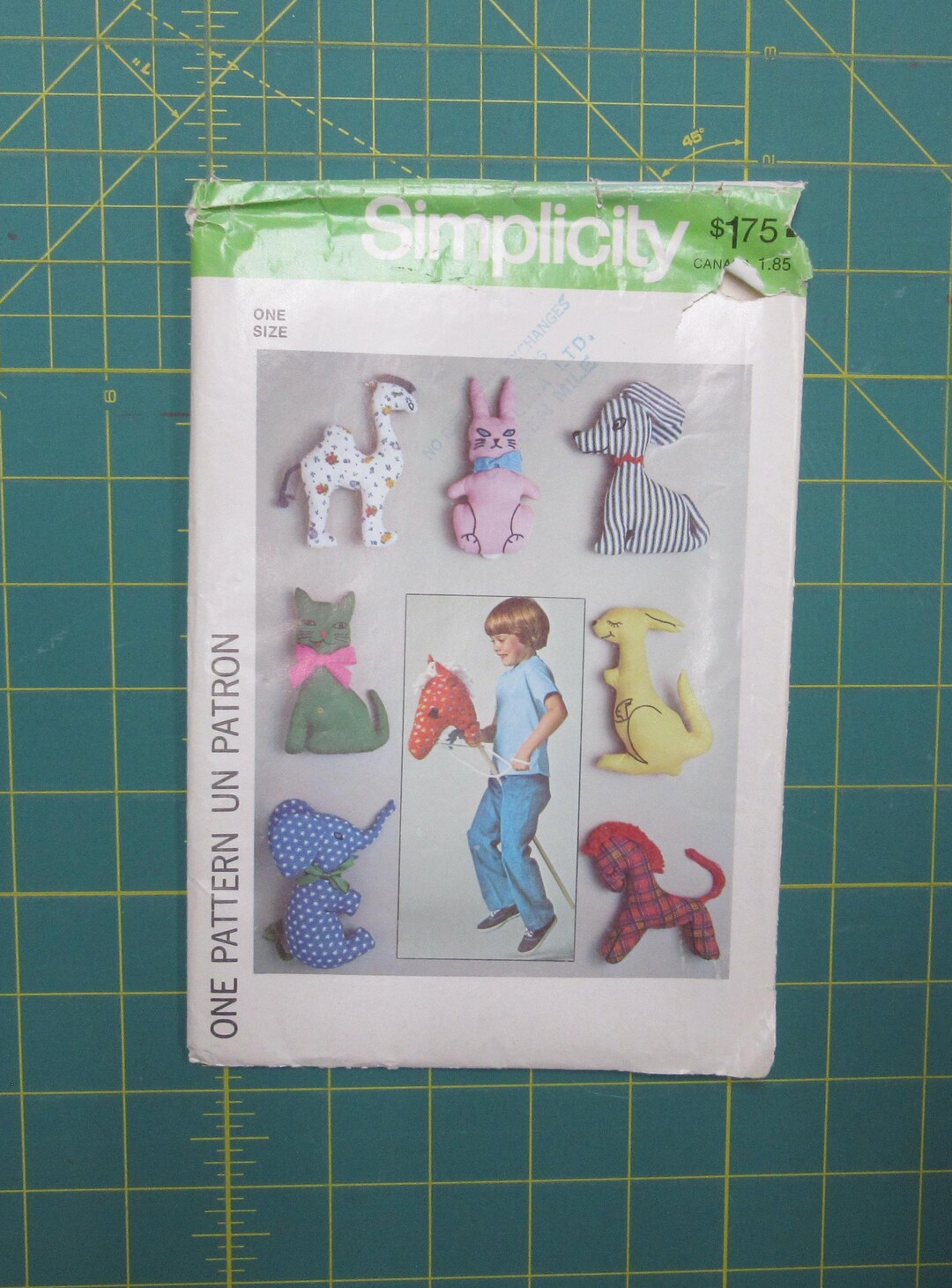 Simplicity Pattern 7744 Vintage Stuffed Toy Horse Cat Bunny Dog ...