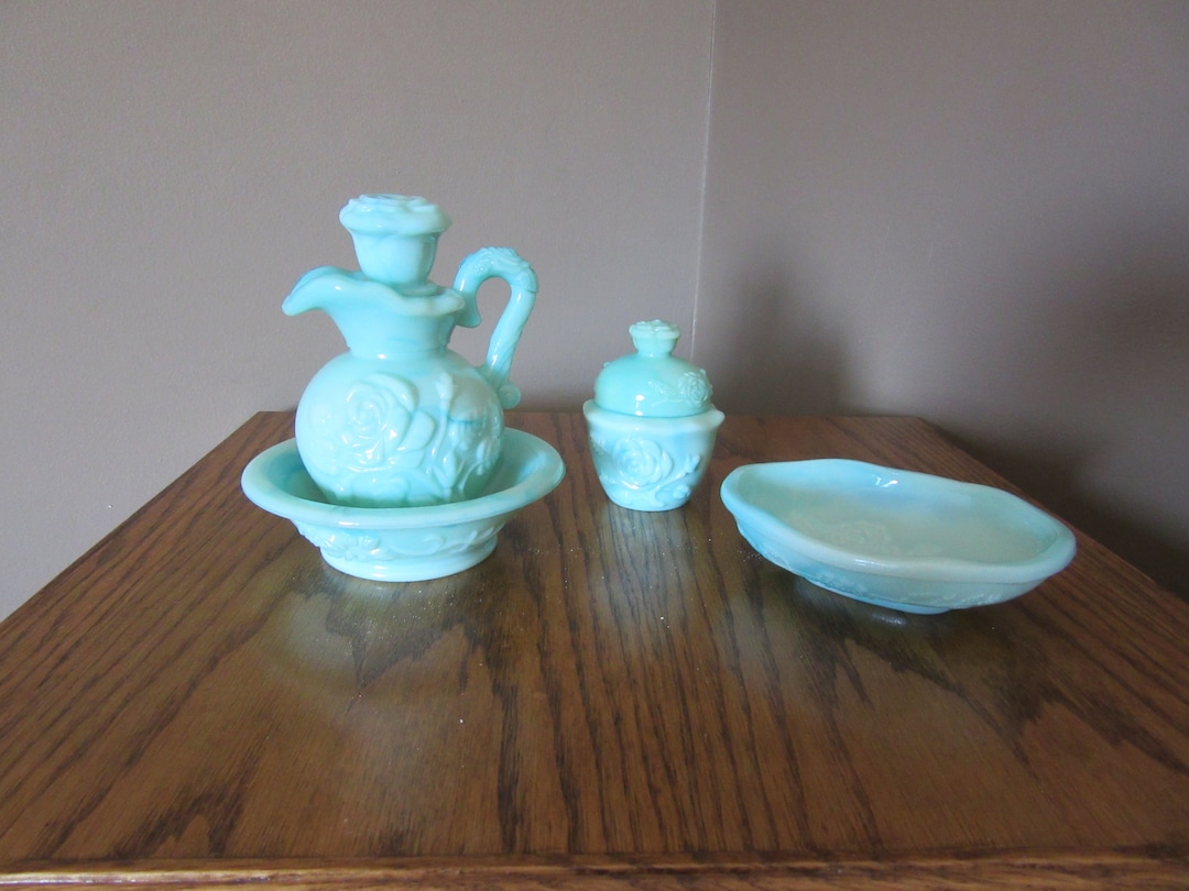 AVON Jadeite Green Pitcher and Bowl Talcum Powder Sachet Jar - Etsy