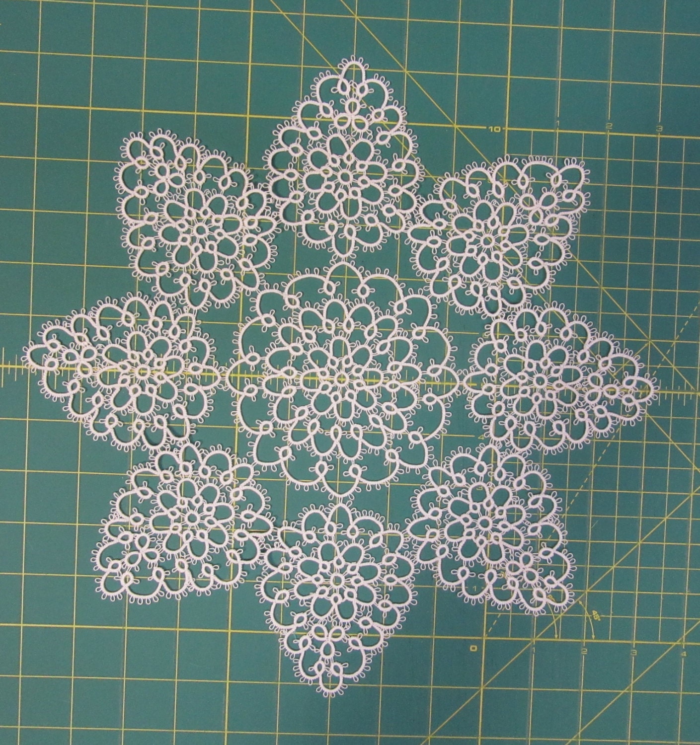 Large Tatted Doily Shuttle Tatting Petal Doily Newly | Etsy