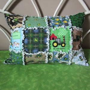 John Deere Standard Size PILLOW SHAM Rag Quilt Style 12 Different ...