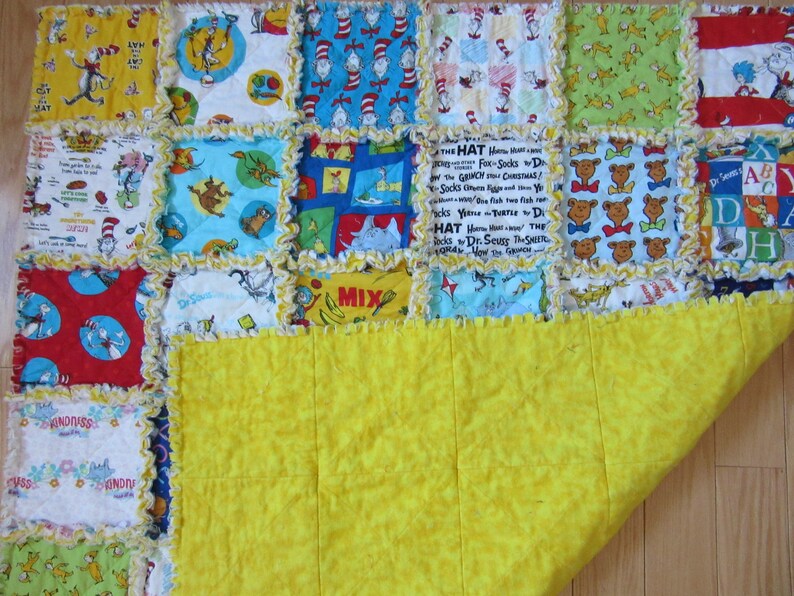 Dr Seuss Fabric Toddler Rag Quilt Baby Blanket Large 39 X 46 - Etsy
