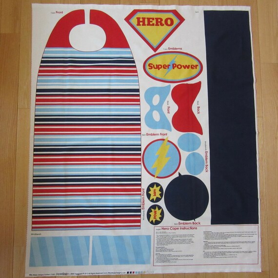 Super Hero CAPE Fabric Pattern Panel Costume Halloween Play - Etsy