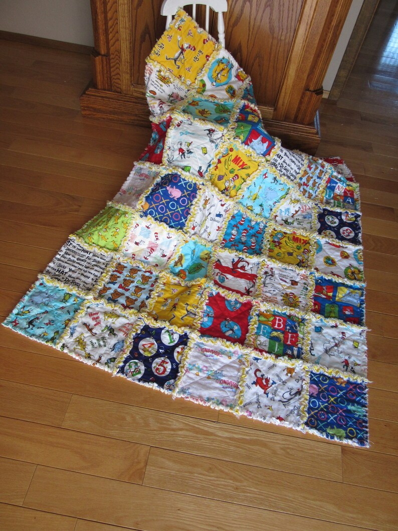 Dr Seuss Fabric Toddler Rag Quilt Baby Blanket Large 39 X 46 - Etsy