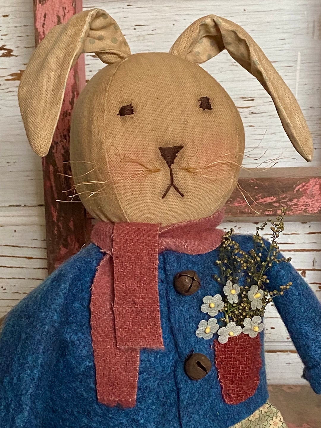 Primitive spring Stump Bunny Dollspring/easter Handmade Rabbit Doll - Etsy