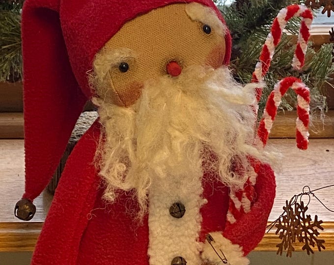 Primitive Handmade~ Standing Cottage Santa Doll~christmas Decor - Etsy