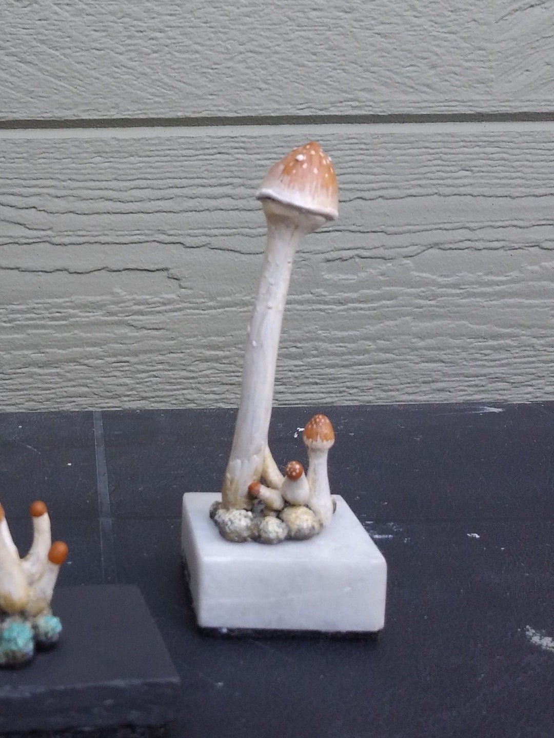 Bronze Mushroom Specimen on Marble Base, Unique Sculpture by Courtney ...