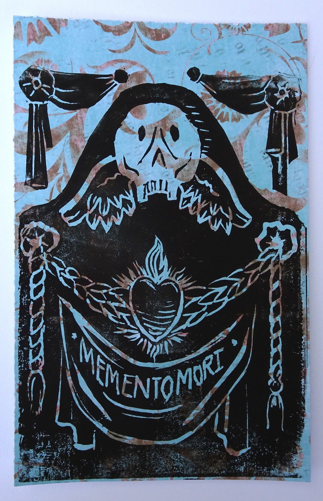 Momento Mori Tombstone Block Print 4"x6" - Etsy