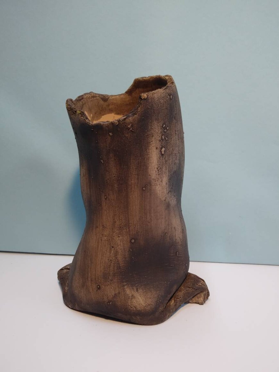 Rustic Brown Tinted Clay Crumple Pot Succulent Planter - Etsy