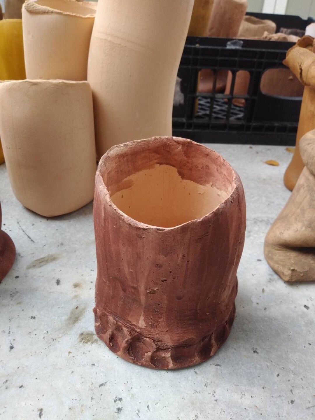 Thumbprint Pot Unglazed Clay Crumple Pot Succulent Planter - Etsy
