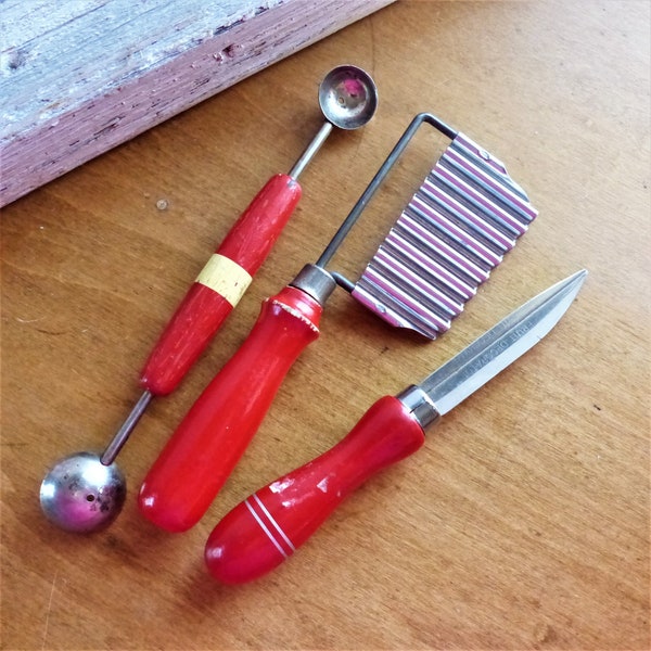 Red Wooden Handles - Etsy