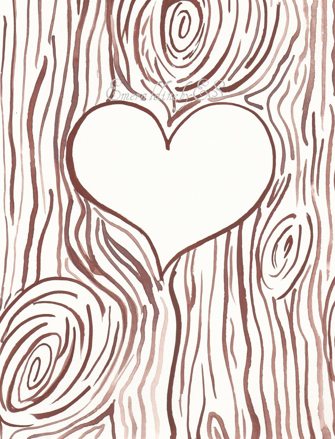 Template for Initials Carved Into a Tree Trunk, JPG File, Valentine's ...