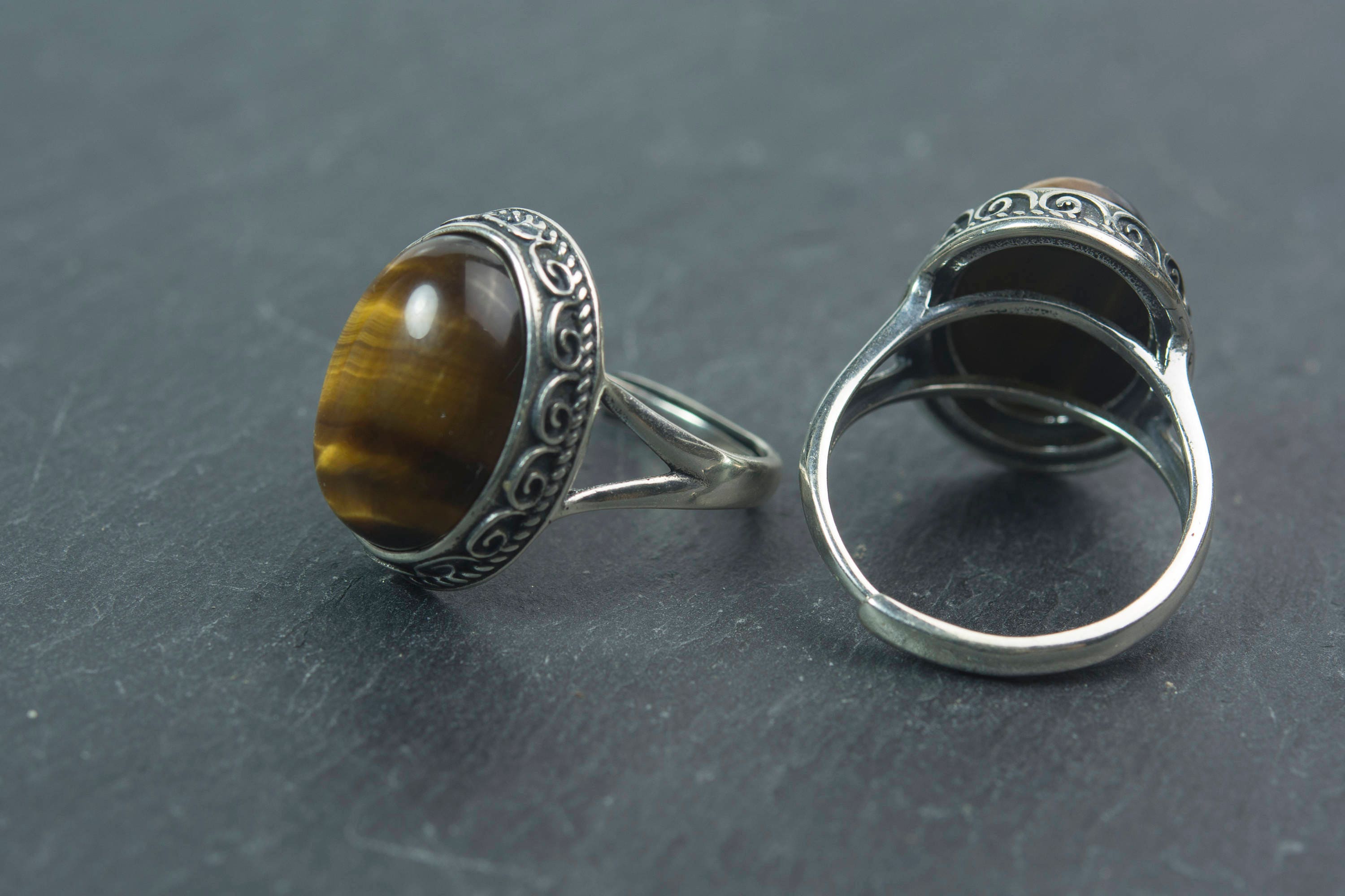 Golden Tigers Eye Ring, Brown Gemstone Rings, Oval Gemstone Sterling ...