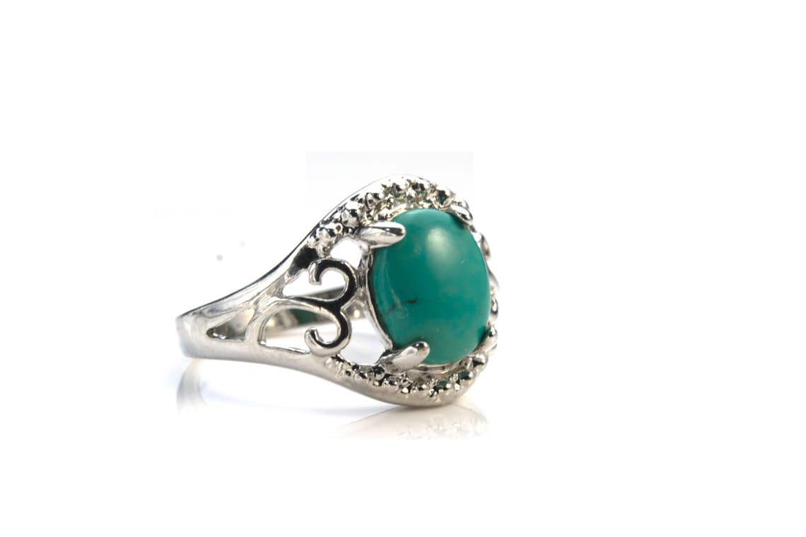 Green Turquoise Ring Genuine Turquoise Ring Turquoise - Etsy