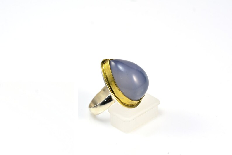 Chalcedony Ring Blue Chalcedony Natural Chalcedony Ring - Etsy