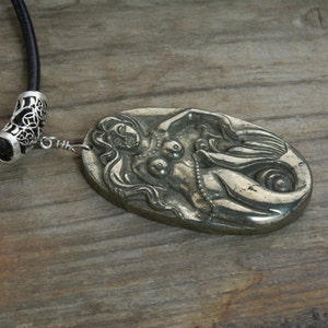 The Mermaid Gemstone Necklace, Carved Pyrite the Mermaid, Modern ...
